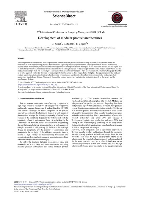 Pdf Development Of Modular Product Architectures