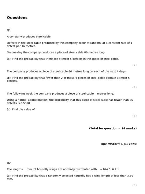 S1 Normal Distribution Questions Pdf