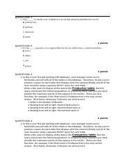 CSIS LAB Test Docx QUESTION A N Is A Field Or Set Of Fields In A Record That Uniquely