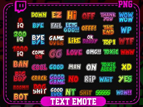 Twitch Text Emotes Package 58x Discord Youtube Streaming Cute Text Emotes Funny
