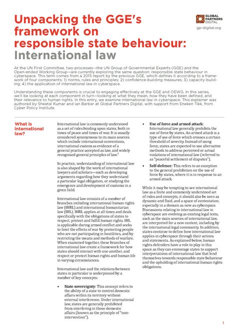 Unpacking The Gges Framework On Responsible State Behaviour International Law Global