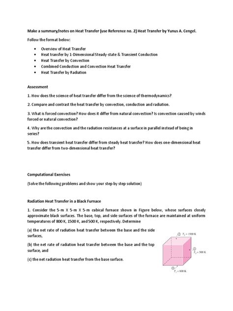 assessment computational exercises pdf heat transfer thermal