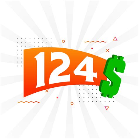 Símbolo De Texto Vectorial De Moneda De 124 Dólares 124 Usd Dólar De Los Estados Unidos Dinero