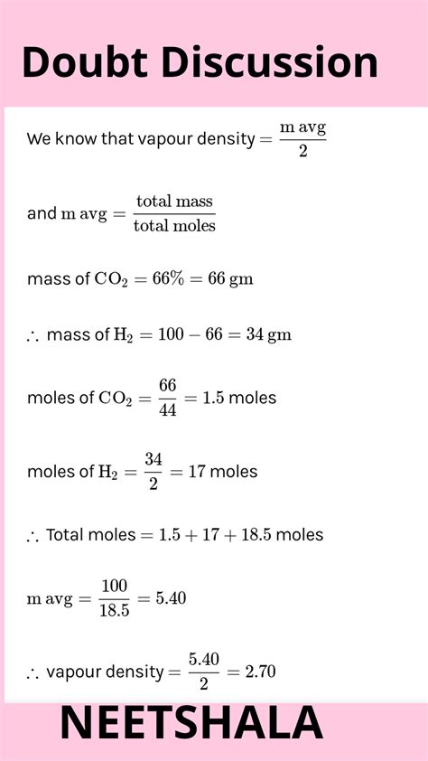 Vapor Density Neet Important Questions Neet Difficult Questions