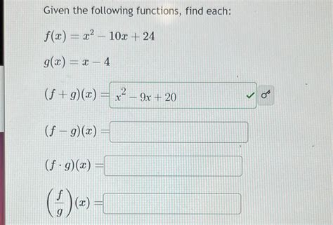 Solved Given The Following Functions Find