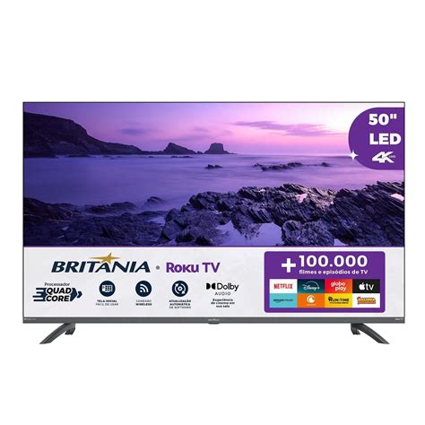 Smart TV Britânia 50" 4K UHD LED Roku TV Dolby Audio - Carrefour