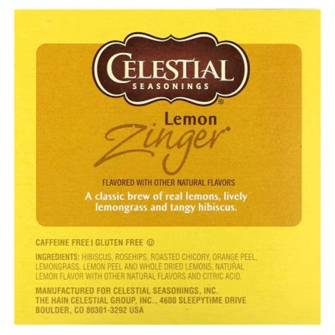 Celestial Seasonings Herbal Tea Lemon Zinger Caffeine Free 12 K Cup Pods 0 11 Oz 12 Count