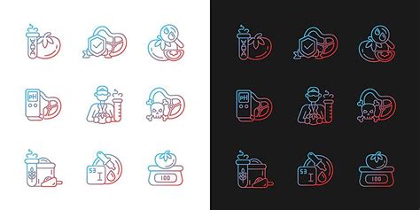 Set Of Organic Product Testing Gradient Linear Vector Icons Vector