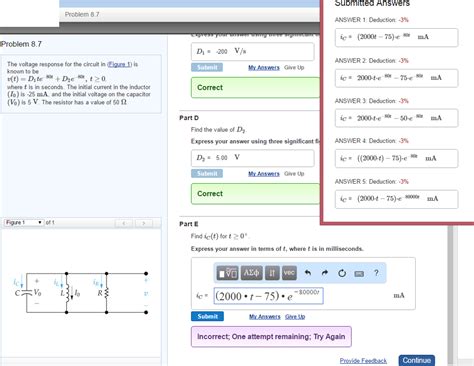 solved the voltage response for the circuit in figure 1 is