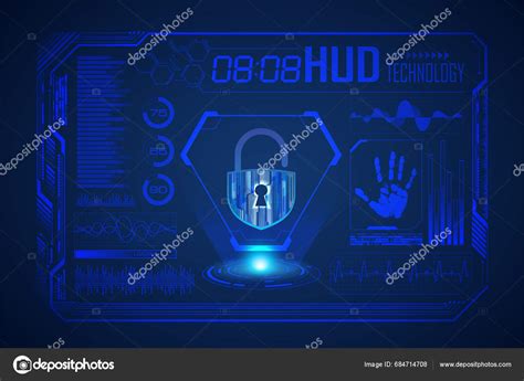 Cyber Security Interface Technology Concept Vector Illustration Stock