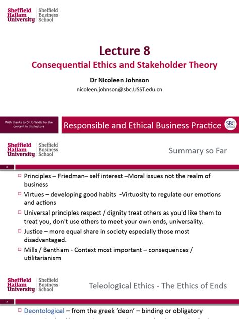 Lecture 8 Consequential Ethics And Stakeholder Theory Pdf Utilitarianism Power Social