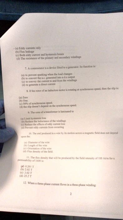 SOLVED Eddy Currents Only Flux Leakage Both Eddy Current And Hysteresis Losses The Resistance