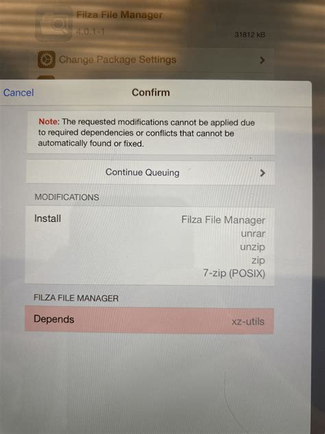 Question How To Fix The Requested Modification Cannot Be Applied Due To Required Dependencies