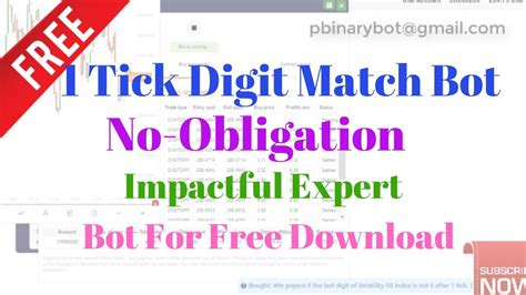 Free Bot 1 Tick Digit Match Binary Bot Unique Improved Binary Bot Youtube