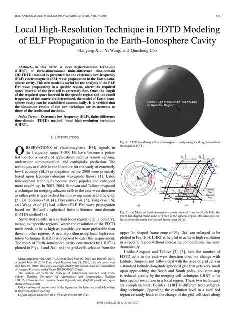 Pdf Local High Resolution Technique In Fdtd Modeling Of Elf Propagation In The Earth