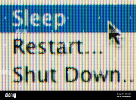 Sleep Restart Shut Down Options On A Computer Screen Stock Photo Alamy