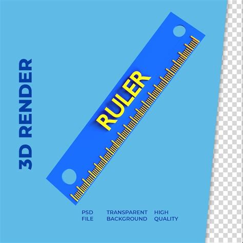 premium psd 3d render ruler