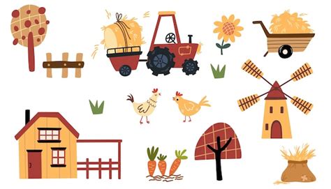 0285 Farm Set Premium Vector