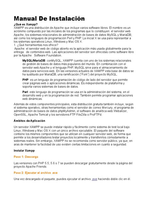 ManualDeInstalaciónXampp | PDF | Mi sql | Php