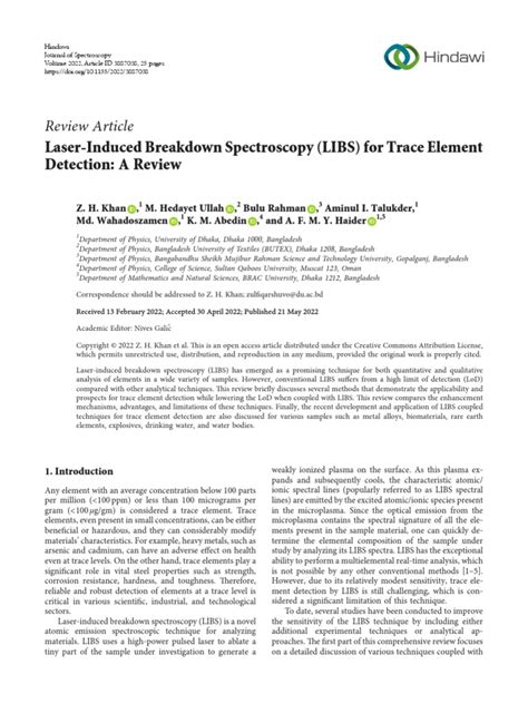 Libs For Trace Elemental Detection A Review Pdf