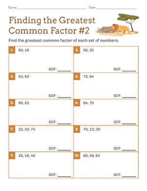 6th Grade Greatest Common Factor Worksheets