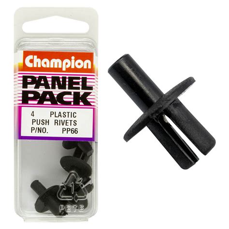 Push Rivets Colblack Len12mm Hole7mm Head16mm Champion Fasteners