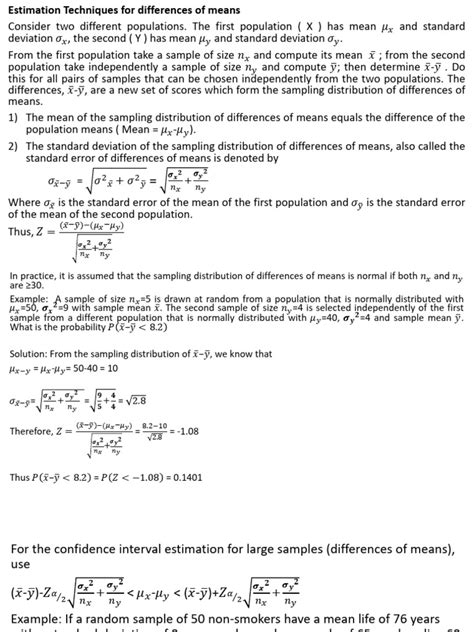 Lecture 4 2 Estimation Techniques For Differences Of Means Pdf