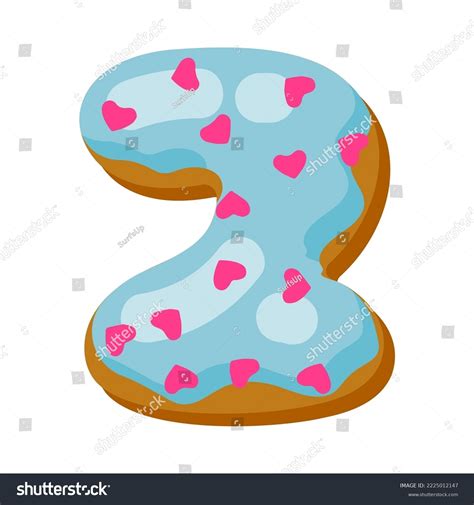 Number 2 Donut Font Vector Illustration Stock Vector Royalty Free