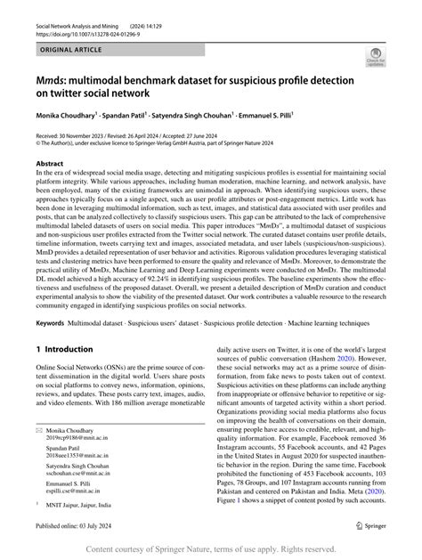 Mmds Multimodal Benchmark Dataset For Suspicious Profile Detection On Twitter Social Network