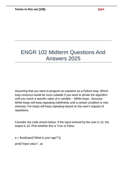 Engr 102 Midterm Questions And Answers 2025 Engr 102 Stuvia Us