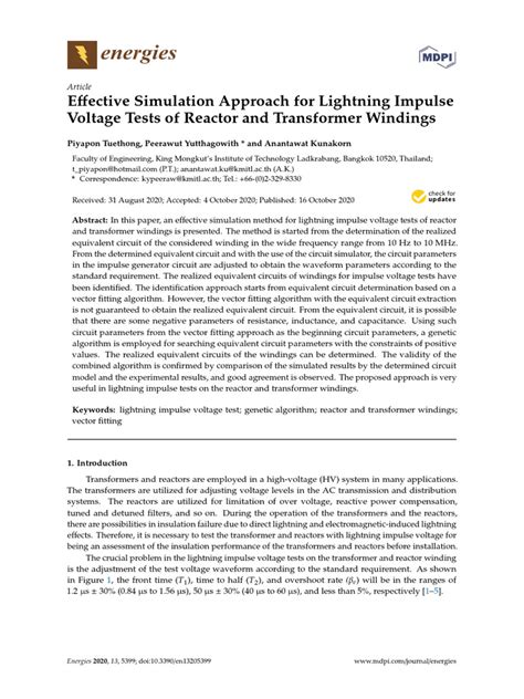 Effective Simulation Approach For Lightning Impulse Voltage Tests Of Reactor And Transformer