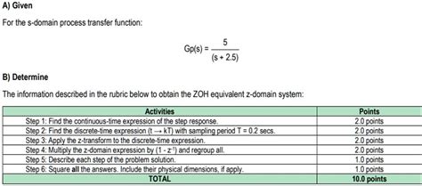 a given for the s domain process transfer function gps 5 s 25 b