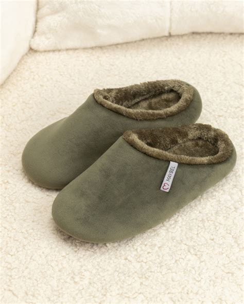 Капці домашні велюрові утеплені закриті Хакі Maybel 40 41 2966 4 Оригінальне взуття Rozetka