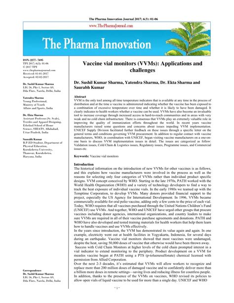 PDF Vaccine Vial Monitors VVMs Applications And Challenges