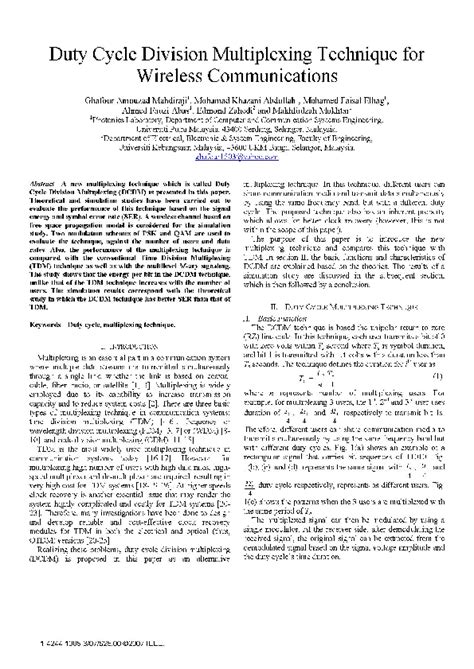 pdf duty cycle division multiplexing technique for wireless