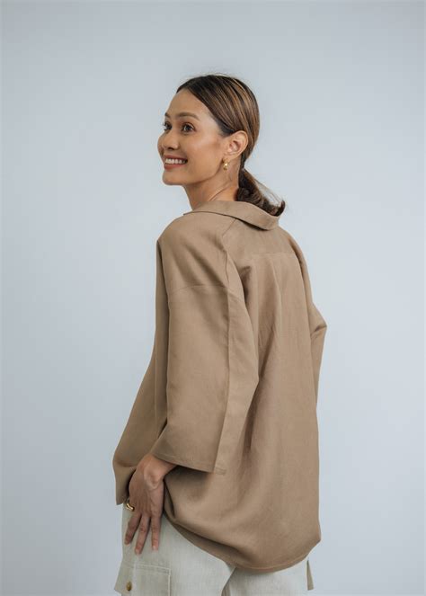 Go Getter Open Collar Shirt Brown Matakhmy