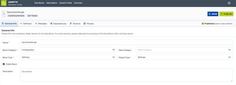 Creating A Certificate Data Block Assette Support