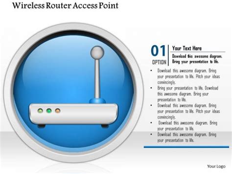 Wireless Router Access Point Icon On Internet Button Ppt Slide