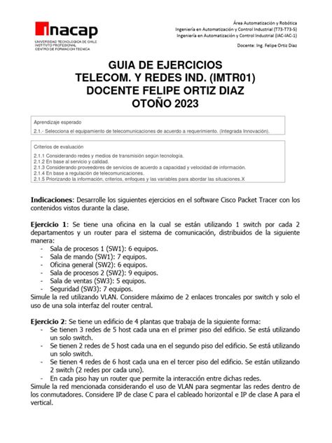 guia de ejercicios 2 switching routing pdf conmutador de red