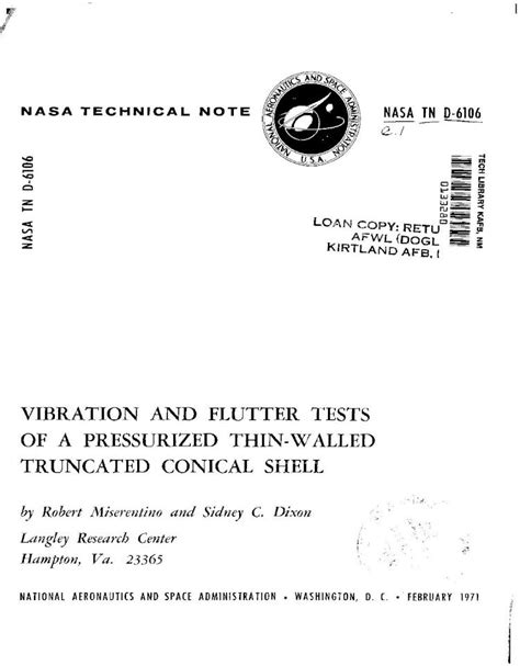 Pdf Vibration And Flutter Tests Of A Pressurized Thin Walled Truncated … · 2020 8 6 · F