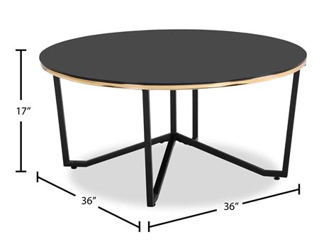 Xander 36 Modern Round Glass Top Coffee Table Black And Gold Wit