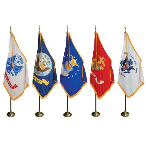 7 Pole And 3 X 5 Flag Military Indoor Presentation Set