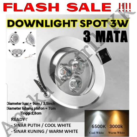 Jual Downlight Led 3mata Putih Kuning Dl Led 3w 3 Mata W Watt Panel
