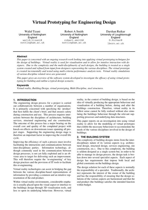 PDF Virtual Prototyping For Engineering Design