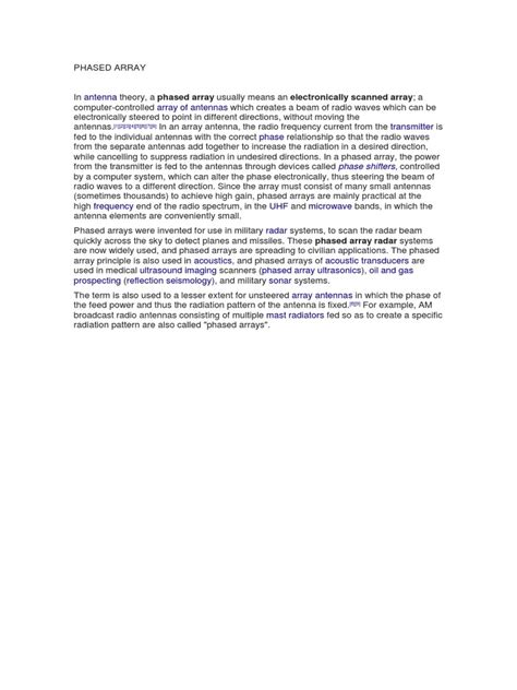 Antenna Array Of Antennas Transmitter Phase Pdf