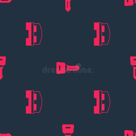 Set Hotel Room Bed And Door Lock Key On Seamless Pattern Vector Stock Vector Illustration Of