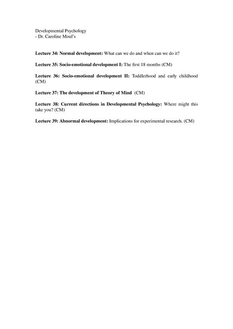 developmental psychology lecture notes developmental psychology developmental psychology dr