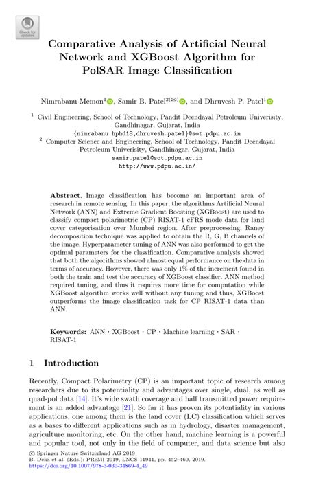 Pdf Comparative Analysis Of Artificial Neural Network And Xgboost Algorithm For Polsar Image