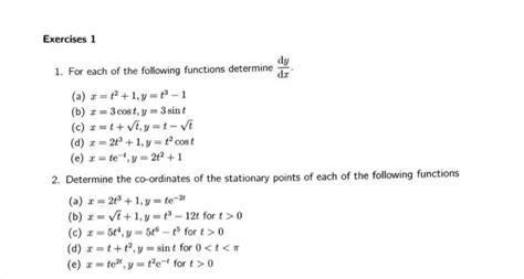 solved exercises 1 dy 1 for each of the following functions