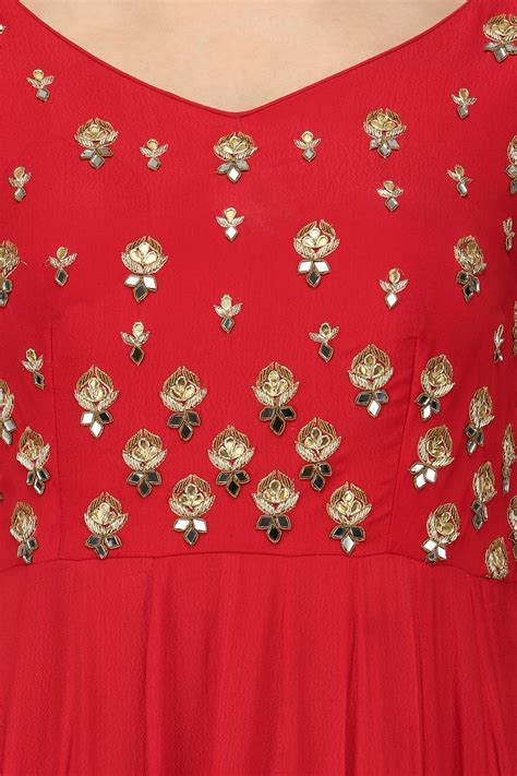 Red Creeper And Bootis Embroidered Anarkali Gown Available Only At